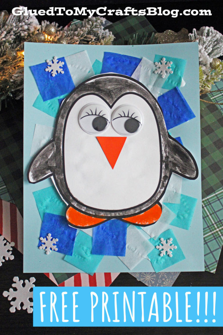 Tissue Paper Penguin On Ice Craft For Kids