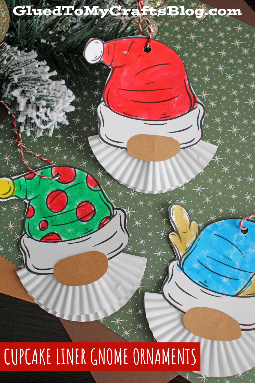 Cupcake Liner Christmas Gnome Ornament