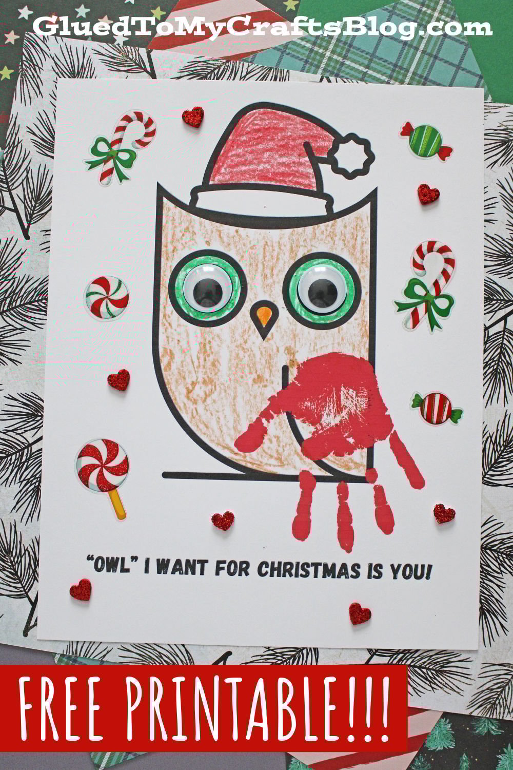 Handprint Christmas Owl Keepsake
