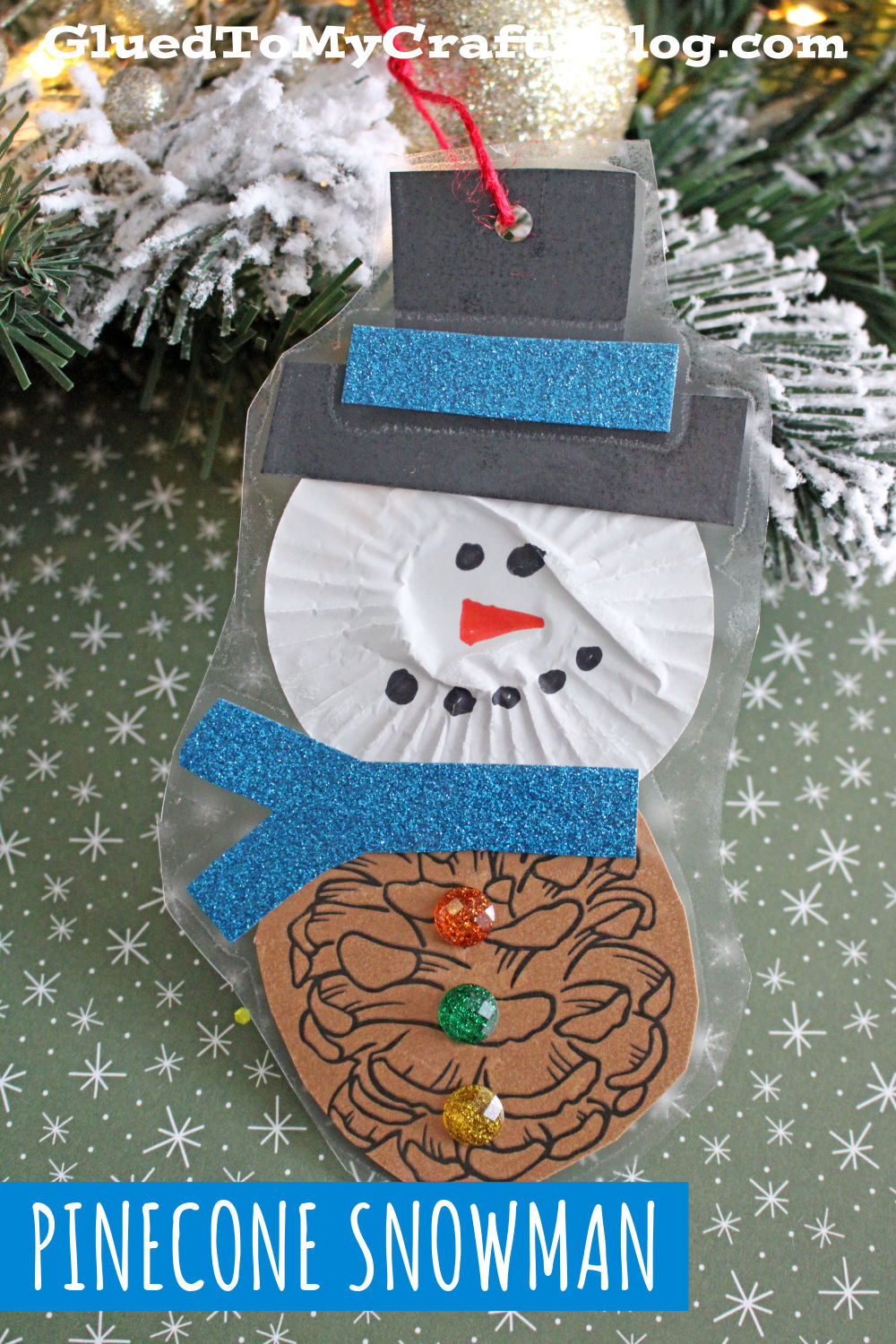 Pinecone Snowman Ornament Craft Idea For Kids