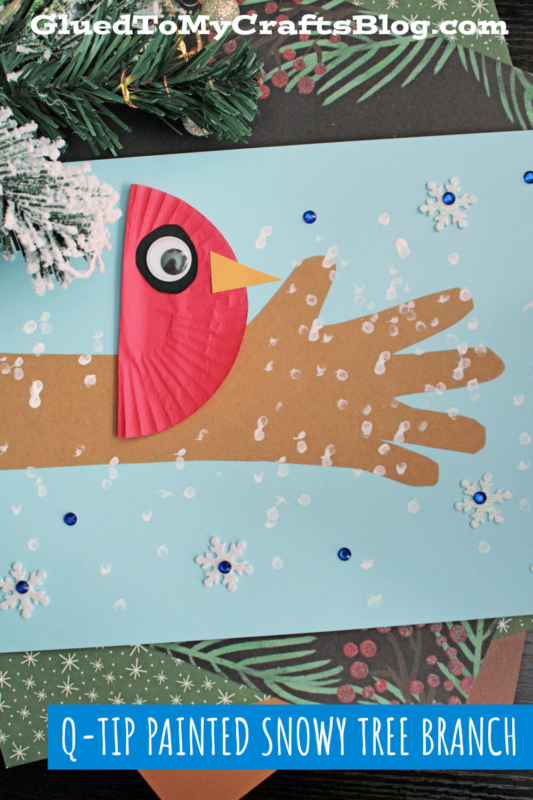 Q-Tip Painted Winter Tree Branch Craft