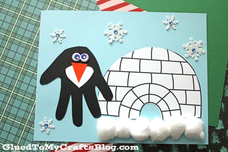 Super Easy Handprint Penguin & Igloo Craft