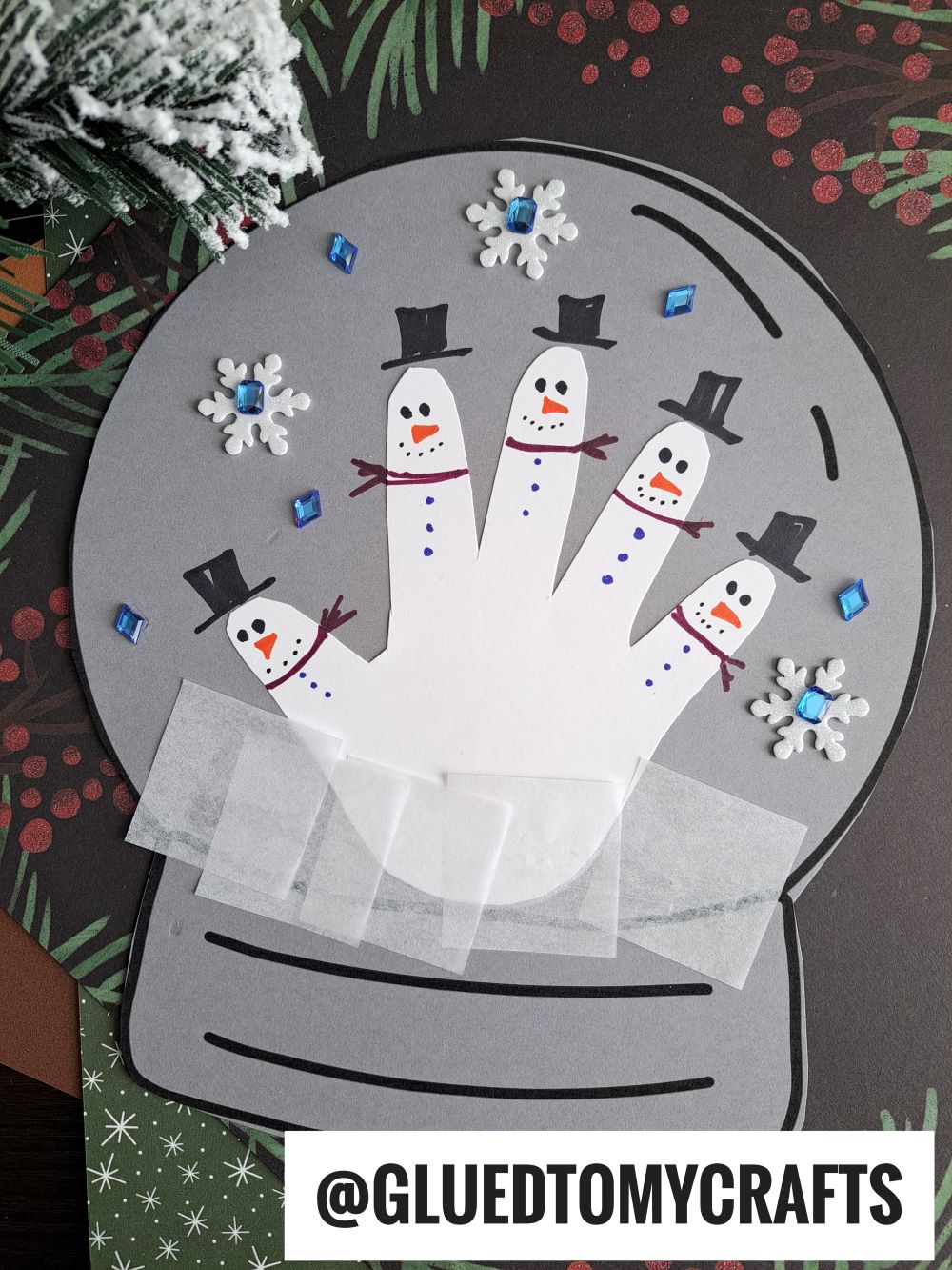 Handprint Snowman Snow Globe Keepsake