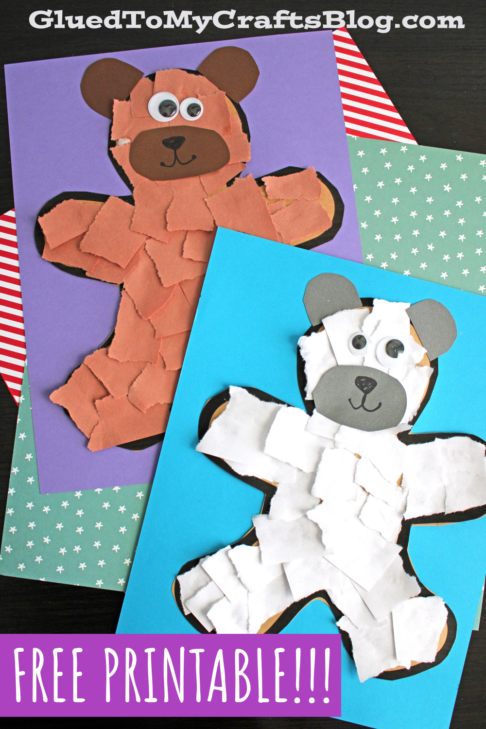Torn Paper Bear Craft Idea For Kids
