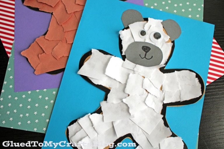 Torn Paper Bear Craft Idea For Kids