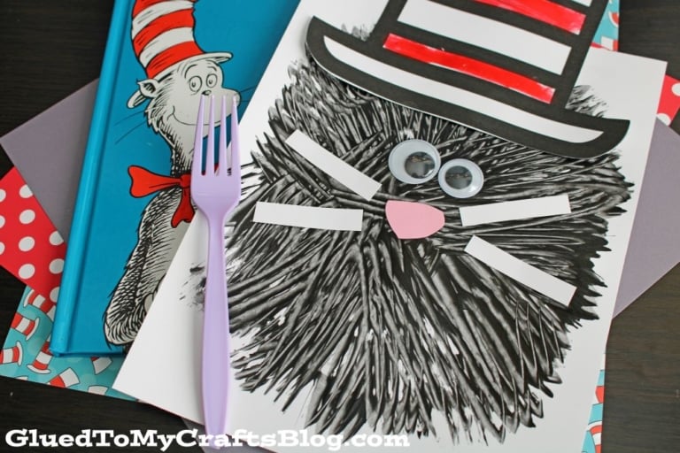Fork Painted Cat In The Hat Craft Idea