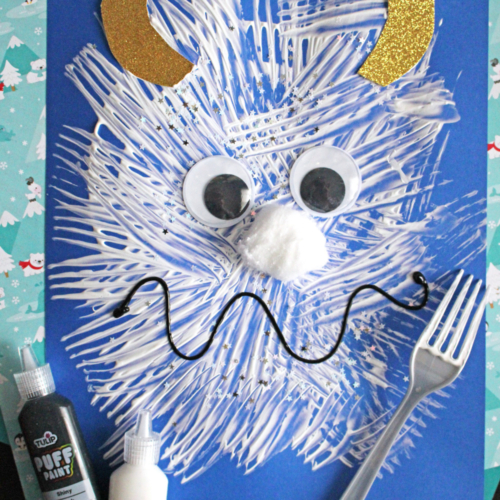 Fork Painted Yeti Craft Idea For Kids