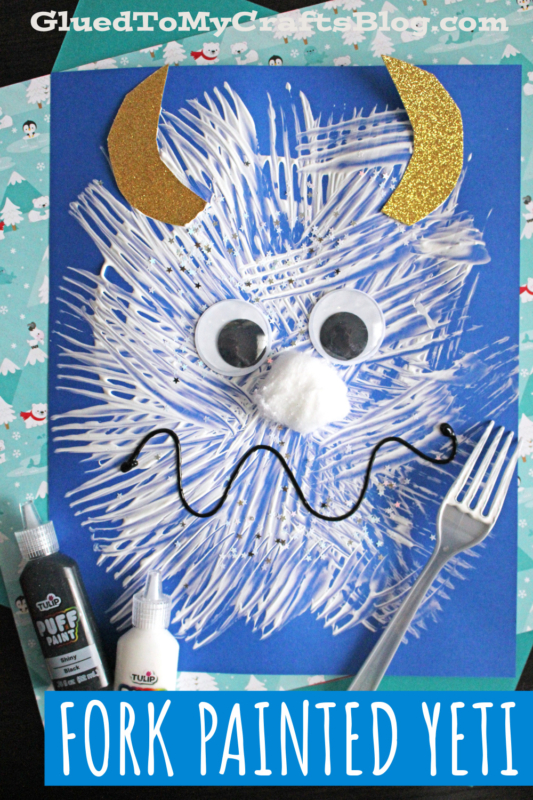 Fork Painted Yeti Craft Idea For Kids