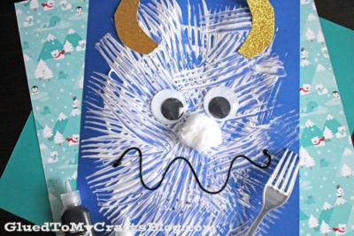 Fork Painted Yeti Craft Idea For Kids