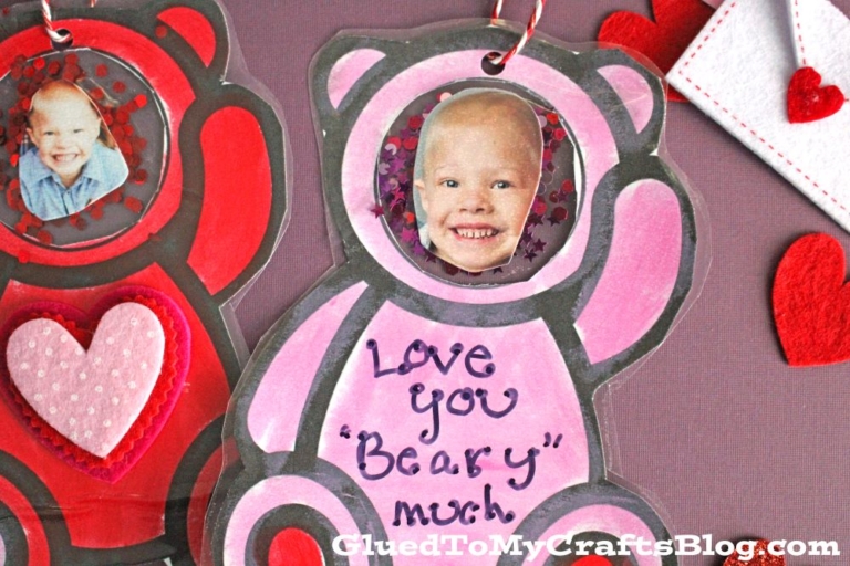 Valentine's Day Bear Photo Ornament Craft