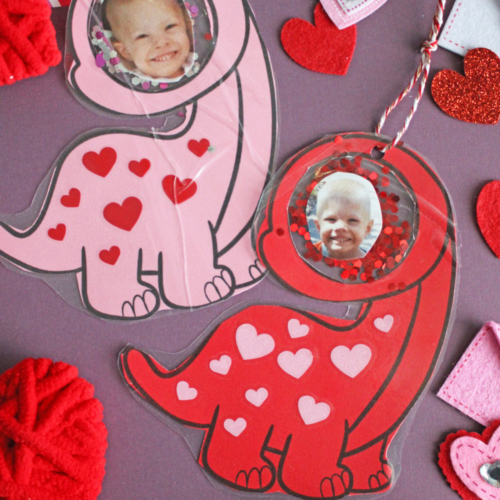 Valentine's Day Dinosaur Photo Ornament