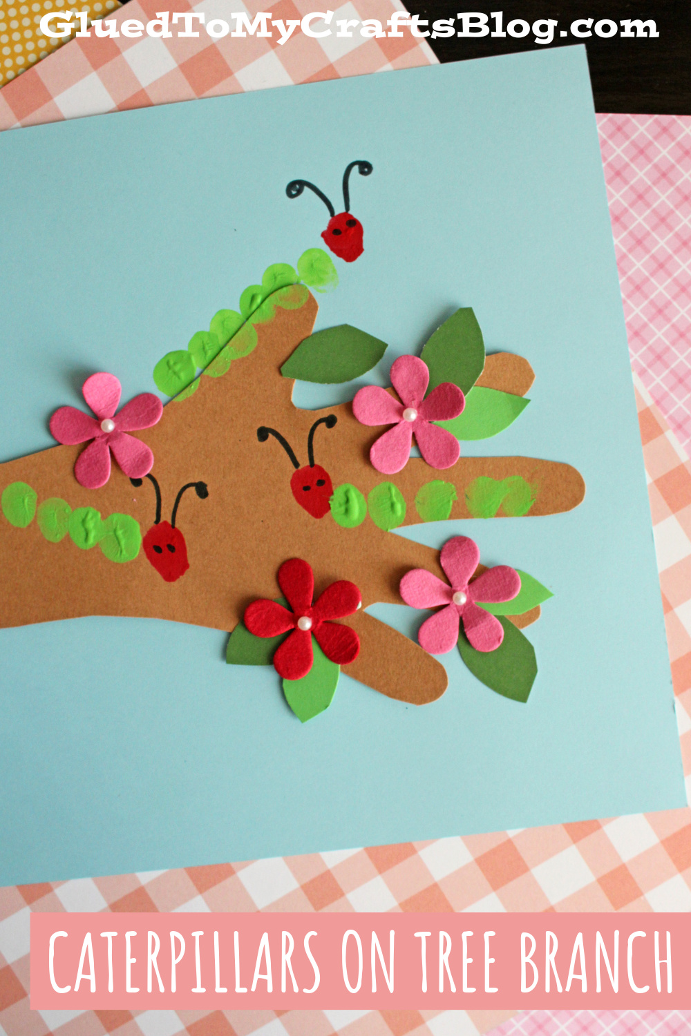 Fingerprint Caterpillars On Handprint Tree Branch Craft Idea