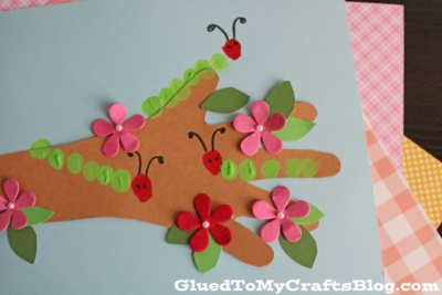 Fingerprint Caterpillars On Handprint Tree Branch Craft Idea