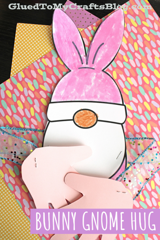 Handprint Bunny Gnome Hug Craft Idea