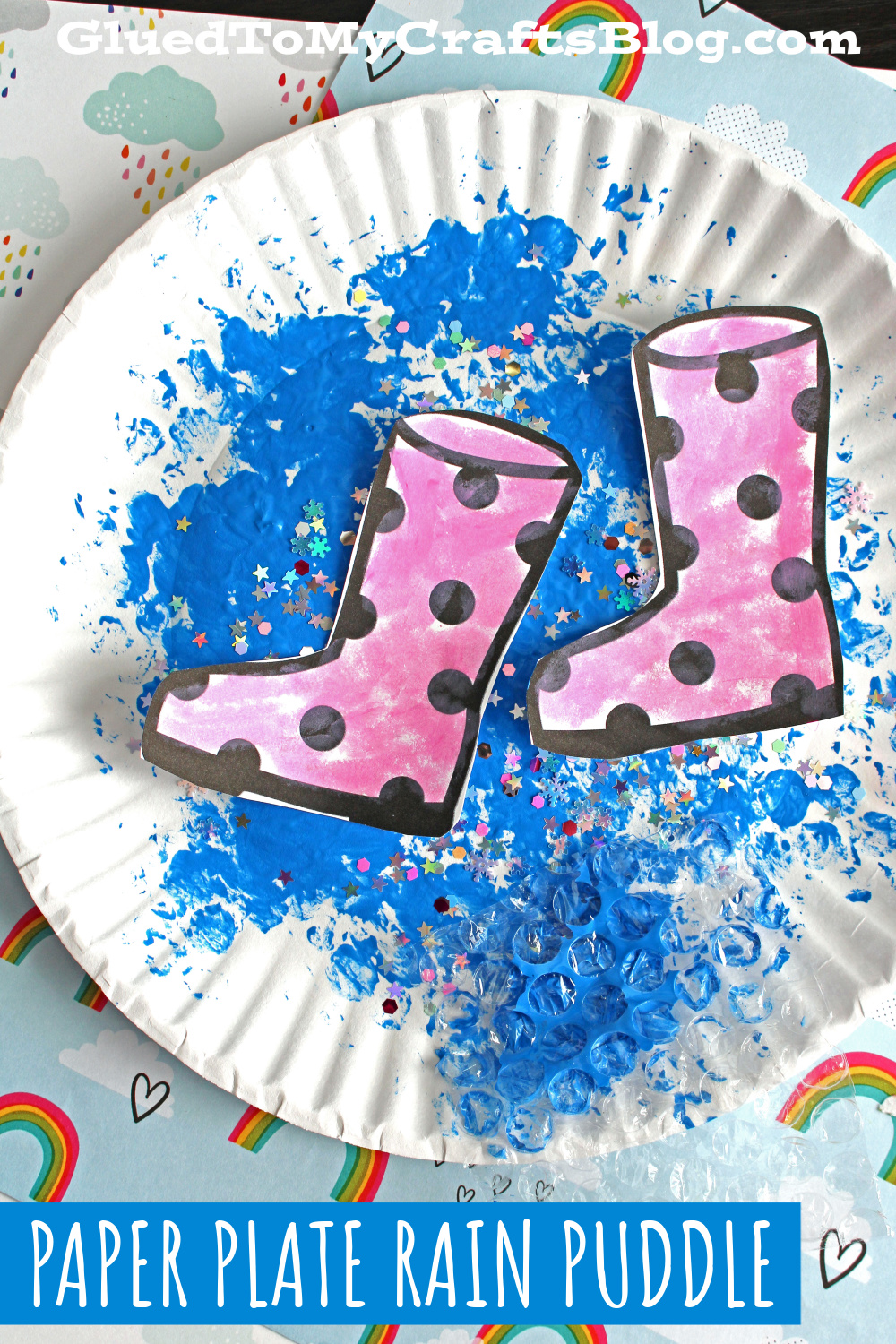 Paper Plate Rain Puddle Craft Idea For Kids