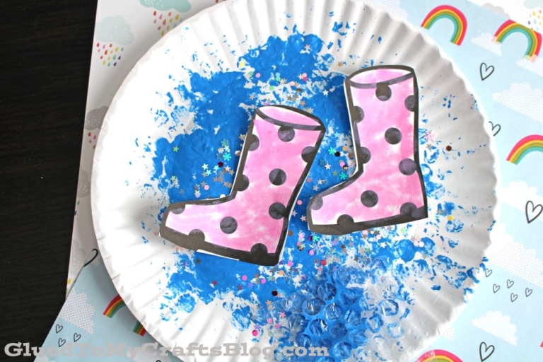 Paper Plate Rain Puddle Craft Idea For Kids