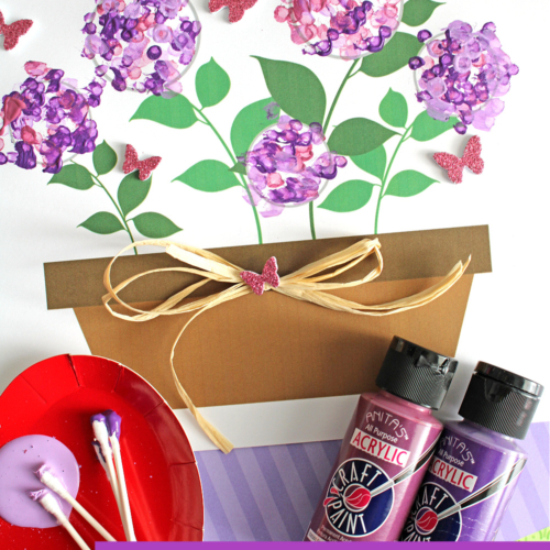 Q-Tip Painted Hydrangea Craft Idea For Kids