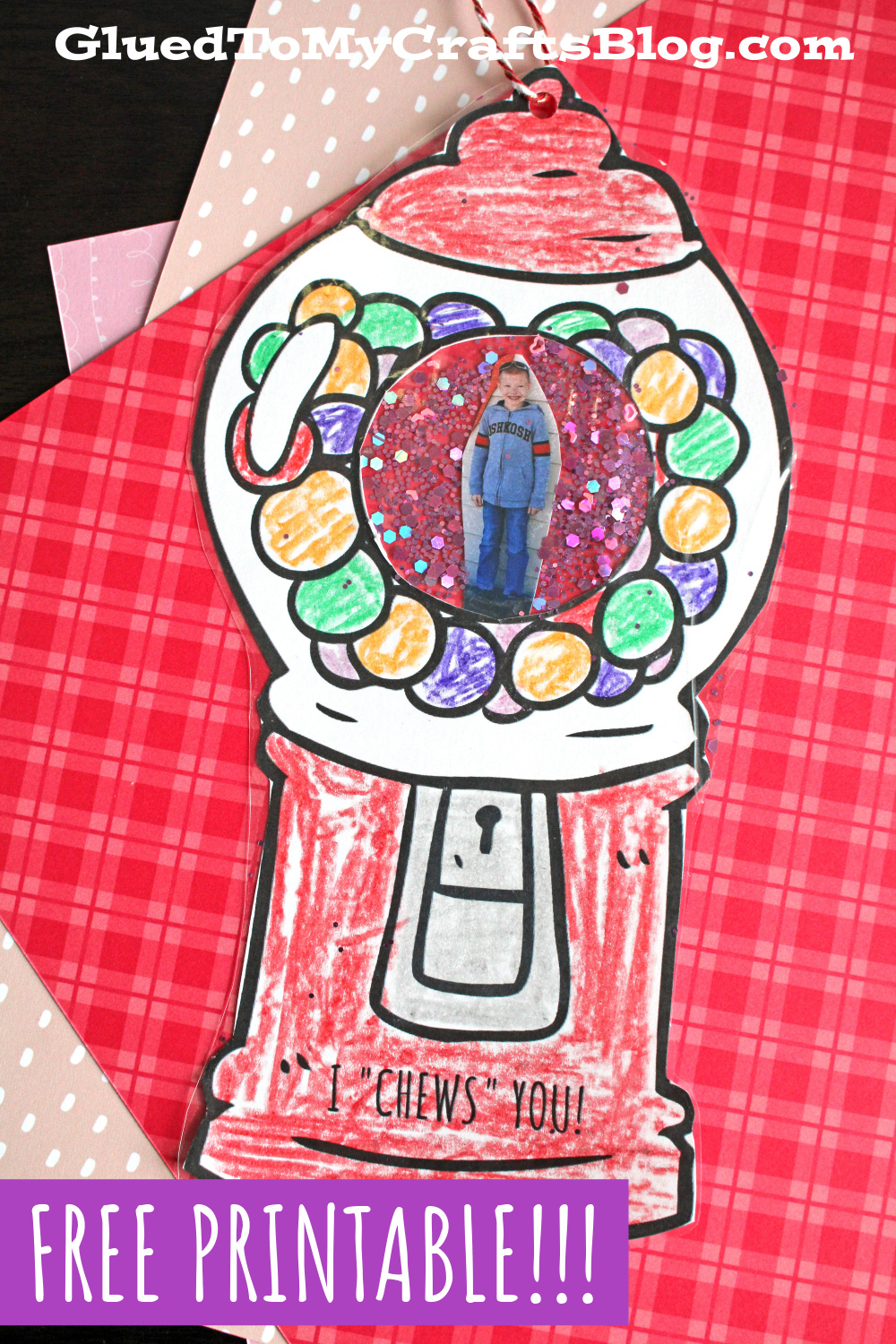 Valentine's Day Gumball Machine Photo Ornament