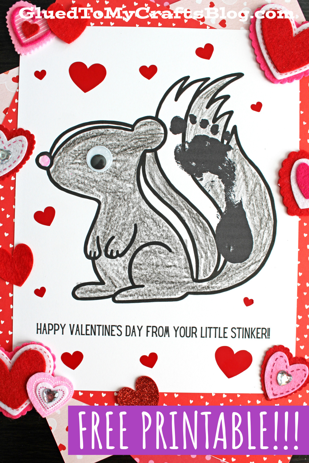 Footprint Skunk Keepsake Idea For Valentine's Day