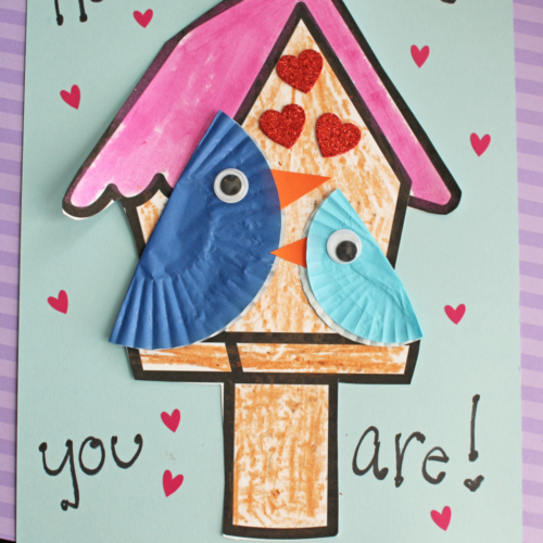 Cupcake Liner Mama Bird and Baby Craft Idea