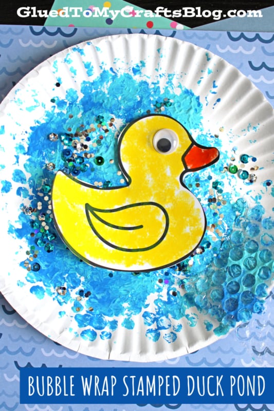 Bubble Wrap Stamped Duck Pond Craft Idea For Kids