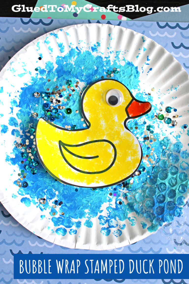 Bubble Wrap Stamped Duck Pond Craft Idea For Kids - Glued To My Crafts
