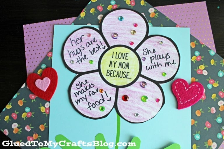 I Love My Mom Because Craft Idea For Kids