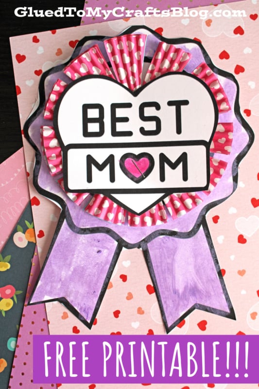 Cupcake Liner Best Mom Badge Craft Idea