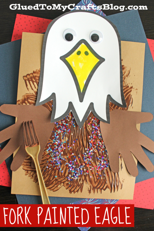 Fork Painted Bald Eagle Craft Idea For 4th of July