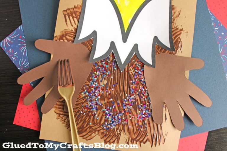 Fork Painted Bald Eagle Craft Idea For 4th of July