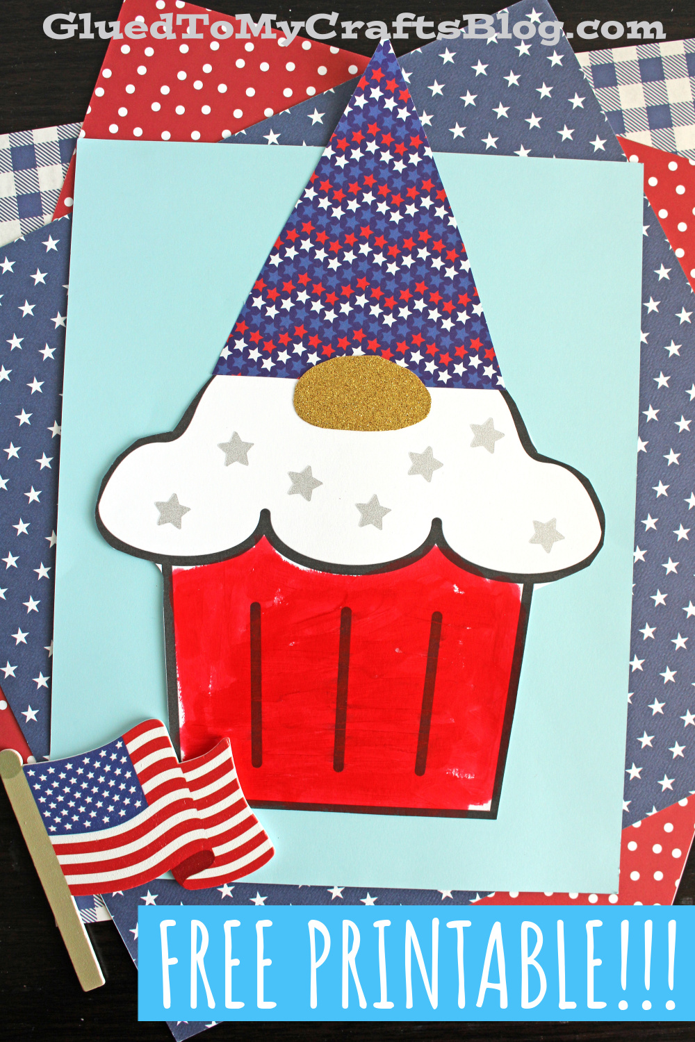 Patriotic Cupcake Gnome Craft Idea For Kids