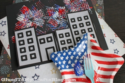 Fork Painted Fireworks Craft Idea For Kids
