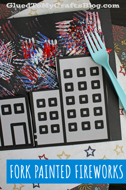 Fork Painted Fireworks Craft Idea For Kids
