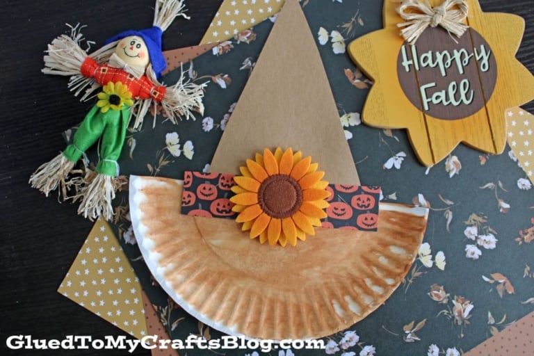 Paper Plate Scarecrow Hat Craft Idea For Fall - Glued To My Crafts