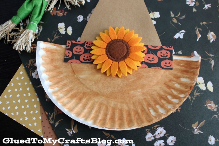 Paper Plate Scarecrow Hat Craft Idea For Fall - Glued To My Crafts