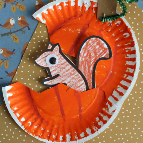 Paper Plate Squirrel In Pumpkin Craft Idea For Kids