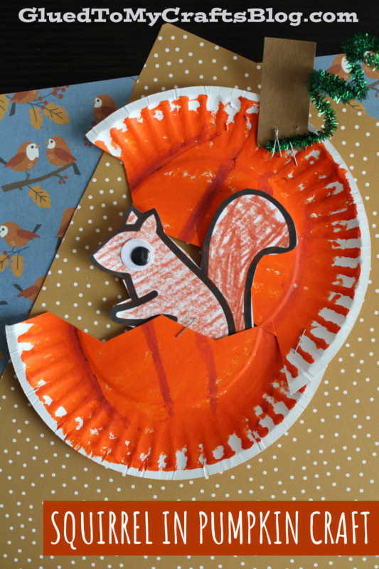 Paper Plate Squirrel In Pumpkin Craft Idea For Kids