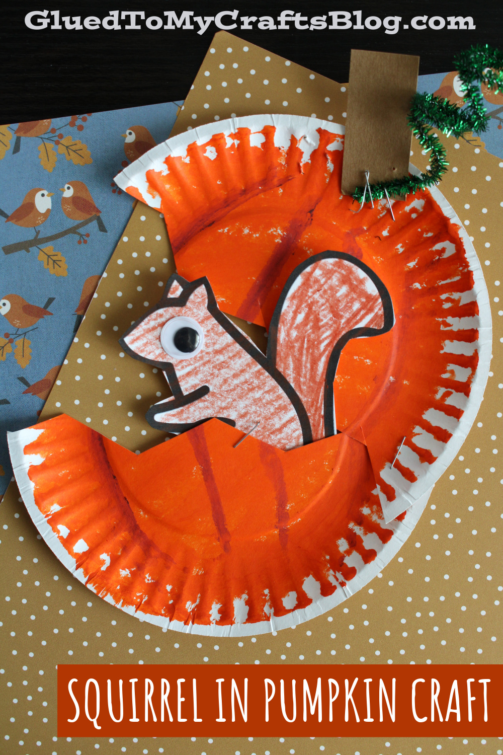Paper Plate Squirrel In Pumpkin Craft Idea For Kids