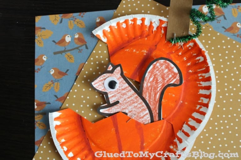 Paper Plate Squirrel In Pumpkin Craft Idea For Kids