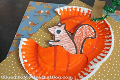 Paper Plate Squirrel In Pumpkin Craft Idea For Kids