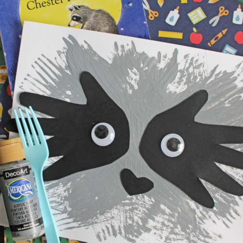Fork Painted Raccoon Craft Idea For Kids