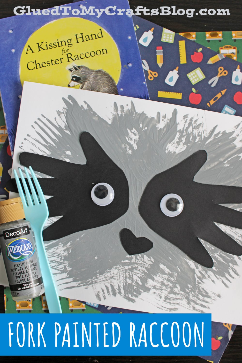 Fork Painted Raccoon Craft Idea For Kids