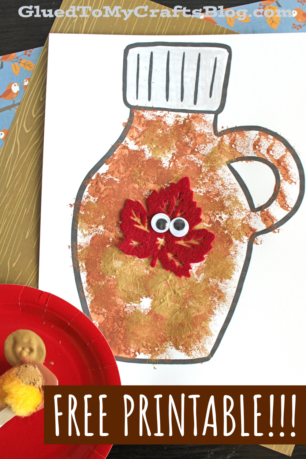 Pom Pom Stamped Maple Syrup Craft Idea For Kids