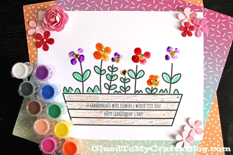 Fingerprint Flower Card Idea For Grandparent's Day
