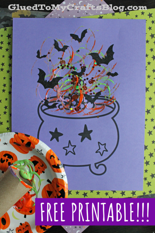 Toilet Roll Stamped Witch Cauldron Craft - Glued To My Crafts