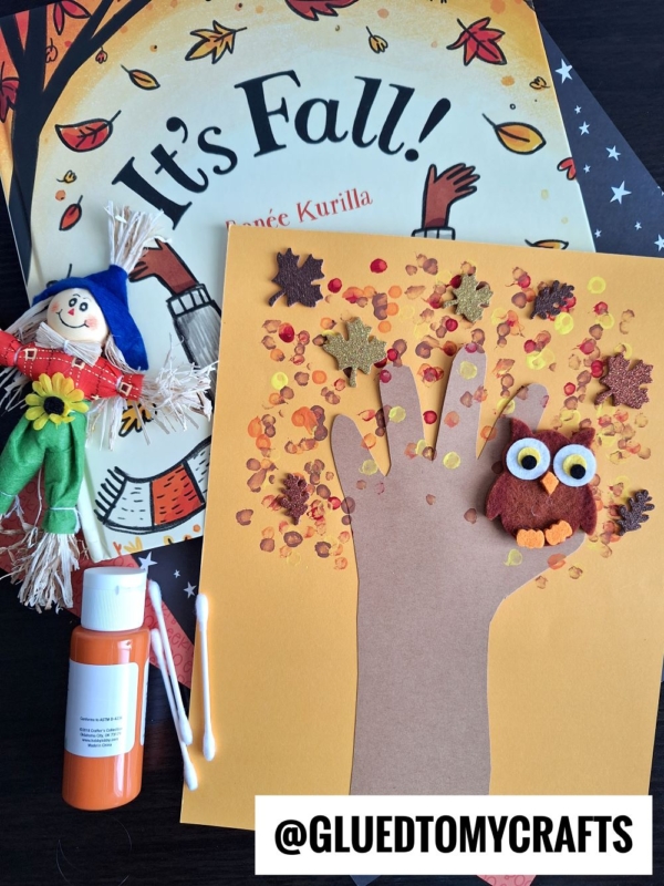 Q-Tip Painted Fall Tree Craft Idea For Kids