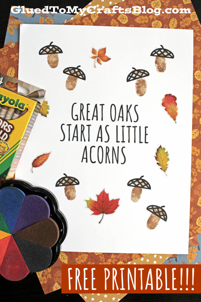 Thumbprint Acorn Craft Idea w/Free Printable - Glued To My Crafts