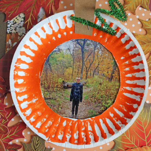 Paper Plate Pumpkin Picture Frame Craft Idea