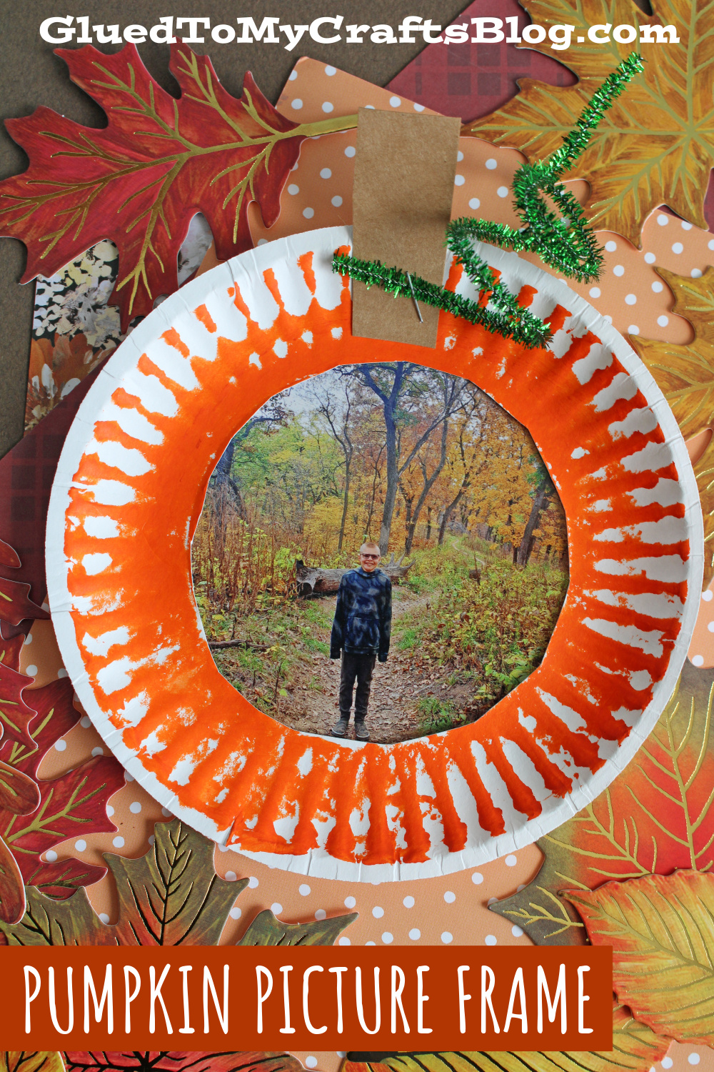 Paper Plate Pumpkin Picture Frame Craft Idea
