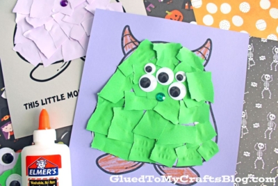 Torn Paper This Little Monster Loves You Craft
